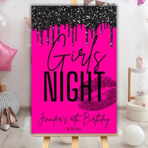 Editable Girls Night Birthday Party Welcome Sign Template, Printable ...