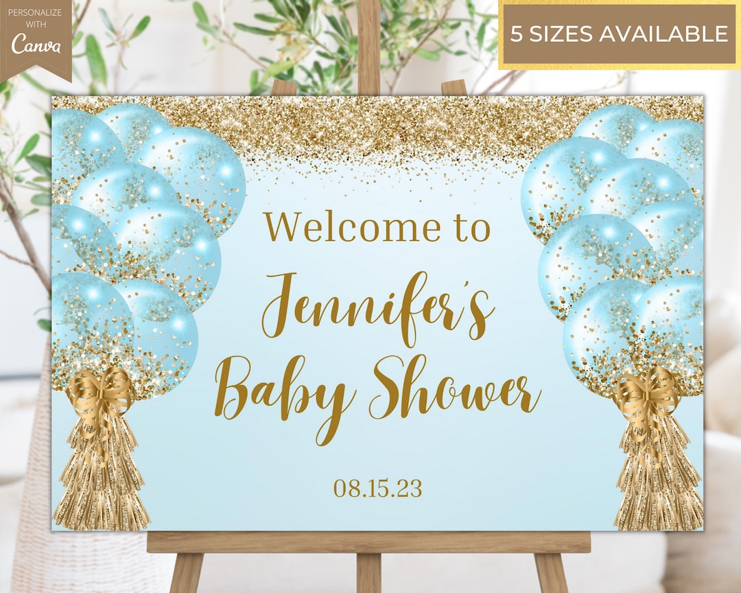 Printable Boy Baby Shower Welcome Sign, Editable Baby Shower Sign ...