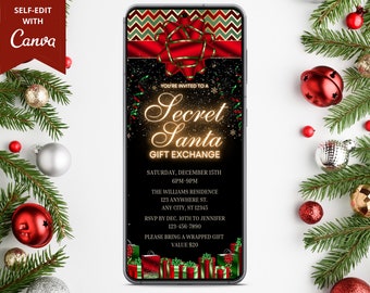 EDITABLE Invitation Secret Santa Gift Exchange Party - Etsy