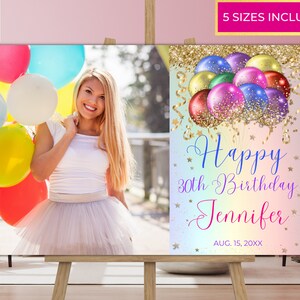 Editable Happy Birthday Rainbow Balloons Photo Template Welcome Sign ...