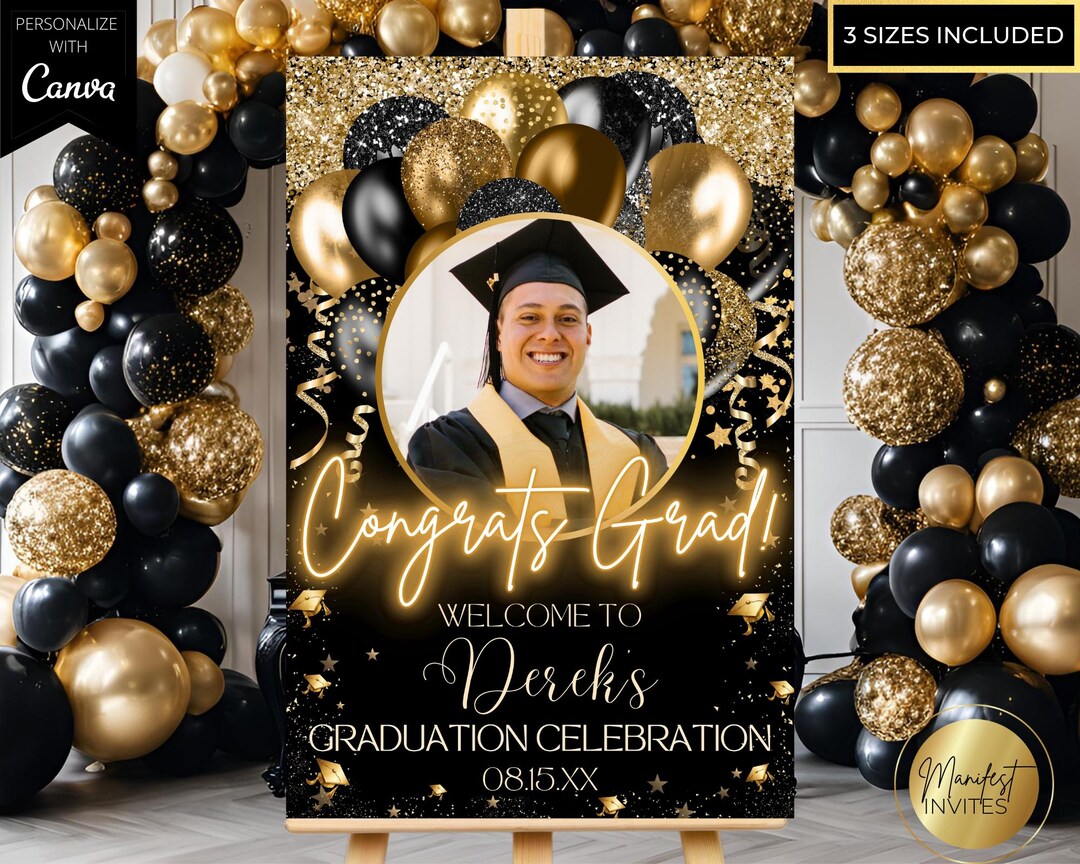 Editable Graduation Party Welcome Sign Photo Template, Congrats Grad ...