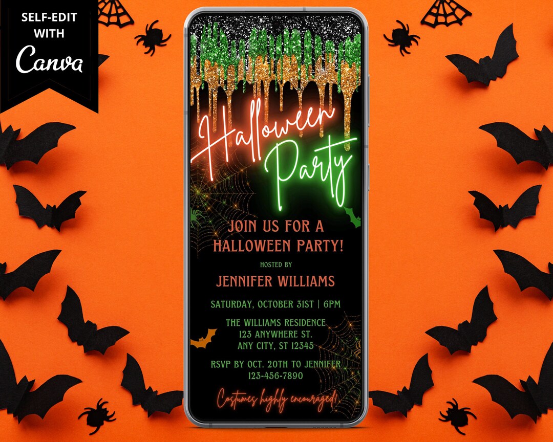 Digital Halloween Party Invitation Electronic Halloween - Etsy