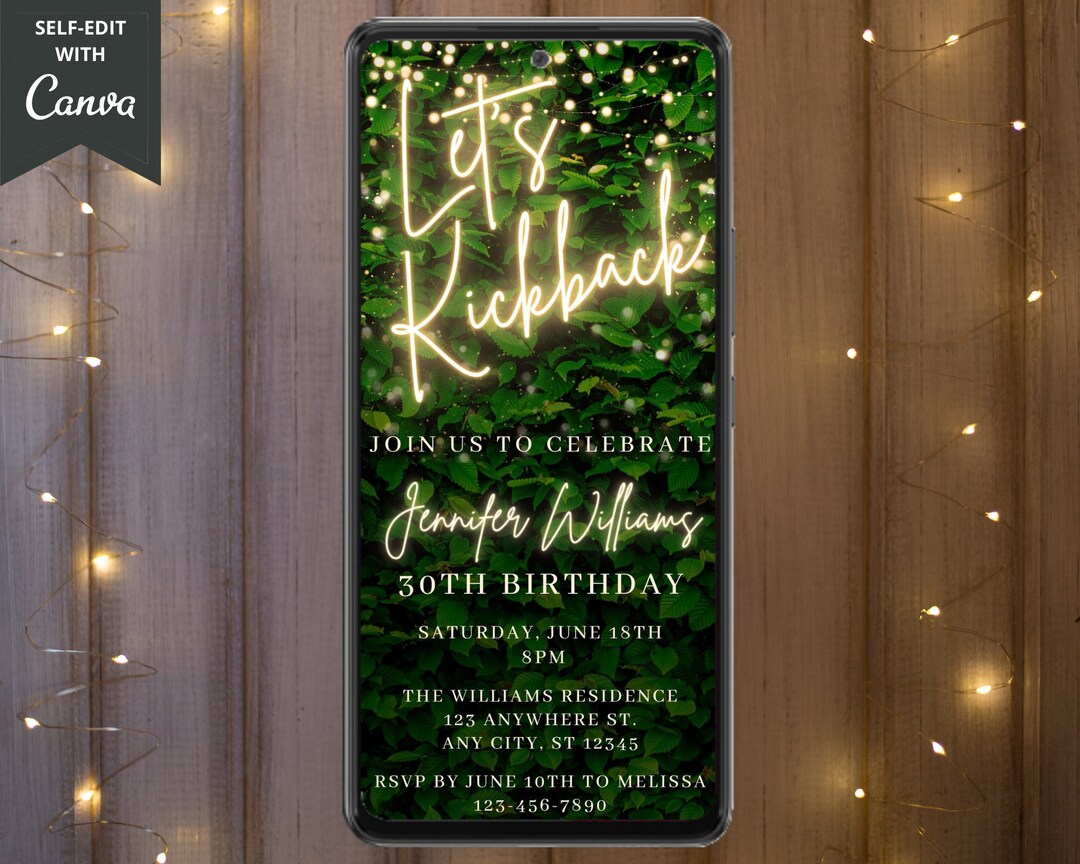 Digital Lets Kickback Birthday Party Invitation, Electronic Phone Text ...