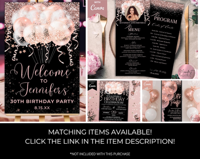 Editable Talk Forty to Me 40th Birthday Rose Gold Neon Glitter Welcome ...