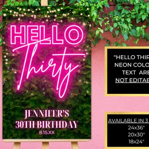 Editable Hello Thirty 30th Birthday Party Welcome Sign, Printable ...
