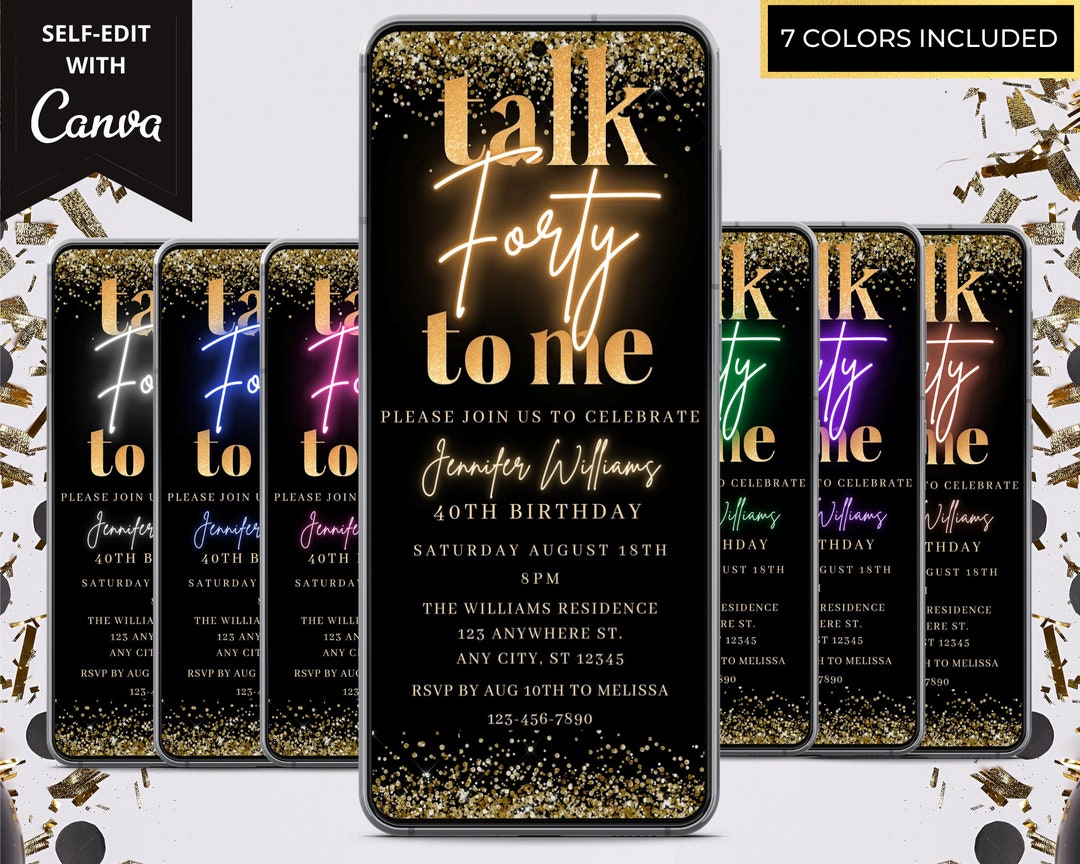 Talk Forty to Me 40th Digital Birthday Invitation, Electronic Mobile ...