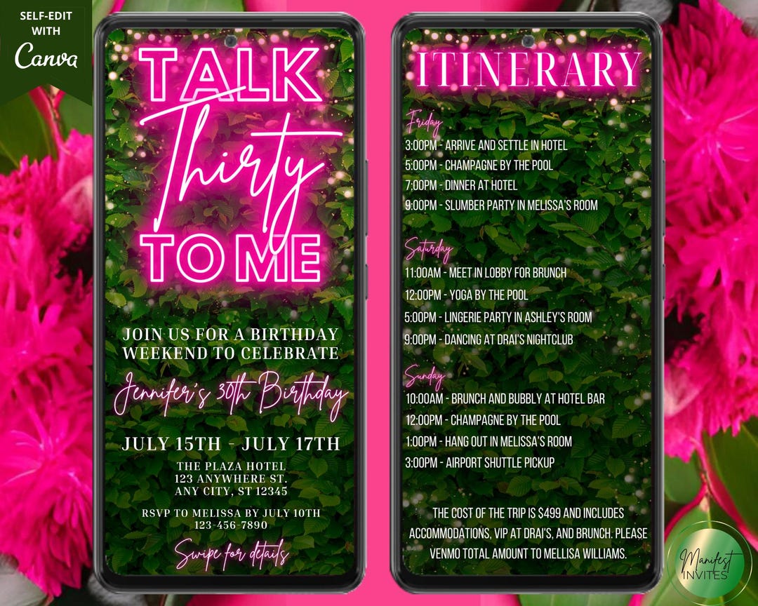 Digital Talk Thirty to Me 30th Birthday Party Weekend Invitation ...
