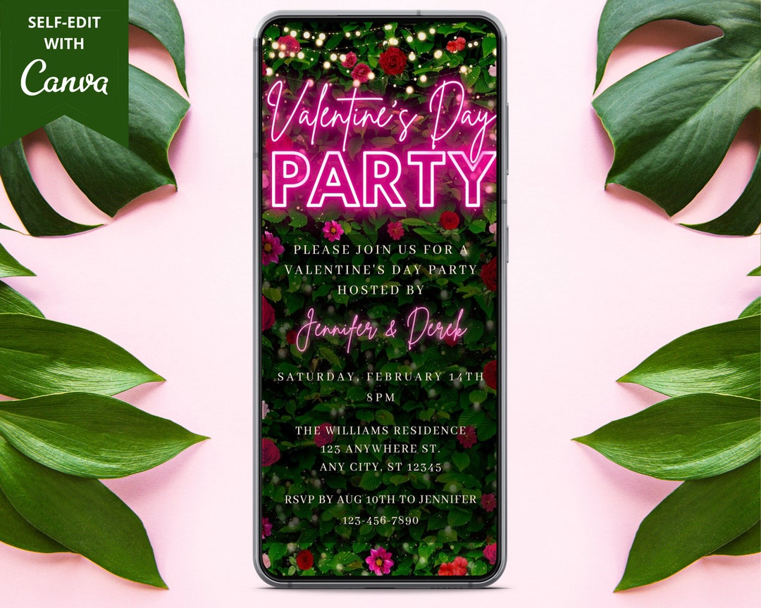 Electronic Valentine's Day Party Invitation, Digital Valentine's Day ...