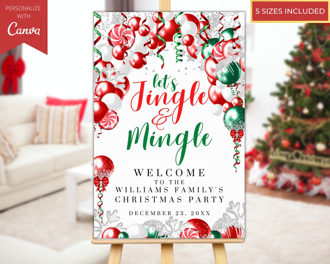 Editable Christmas Holiday Party Welcome Sign, Printable Sign, Holiday ...