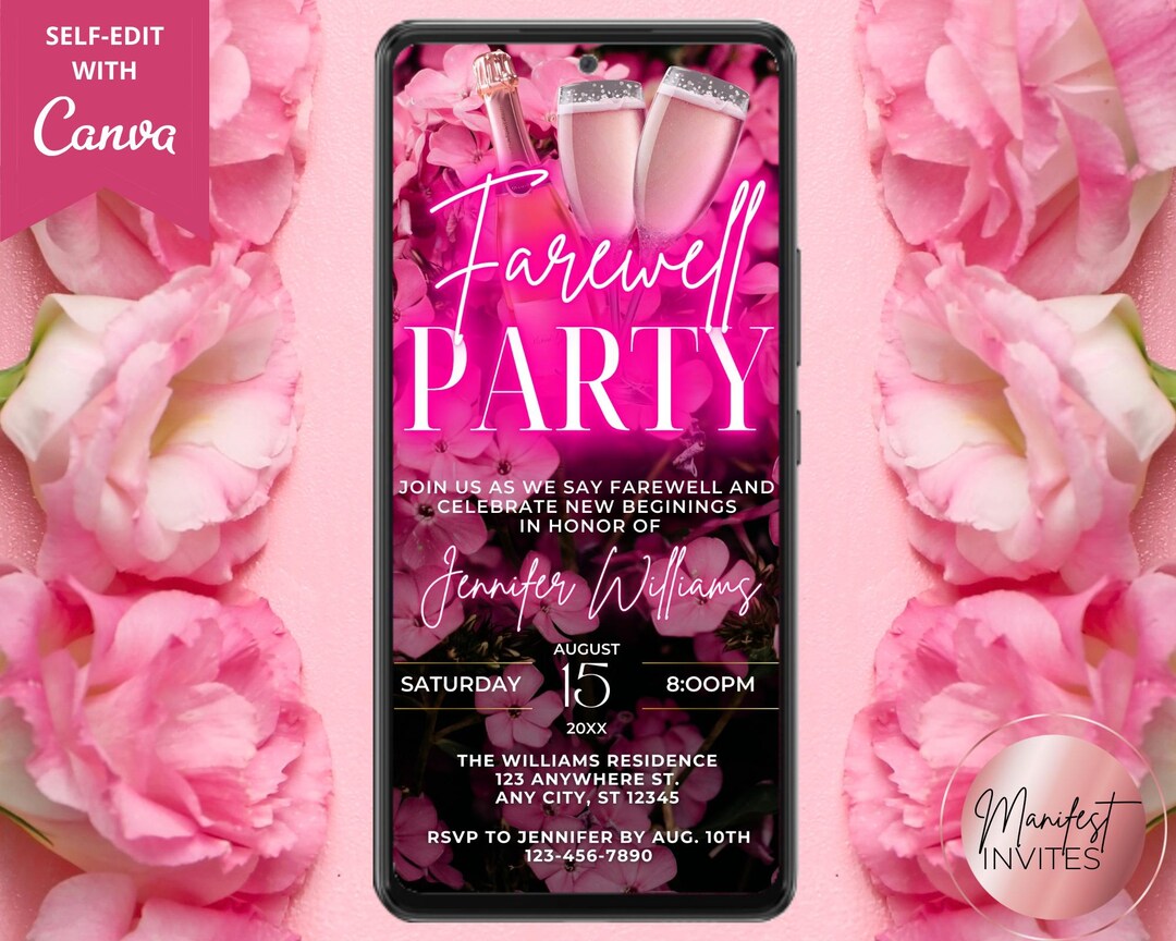 Digital Women's Farewell Party Invitation, Moving Away Send off Party ...
