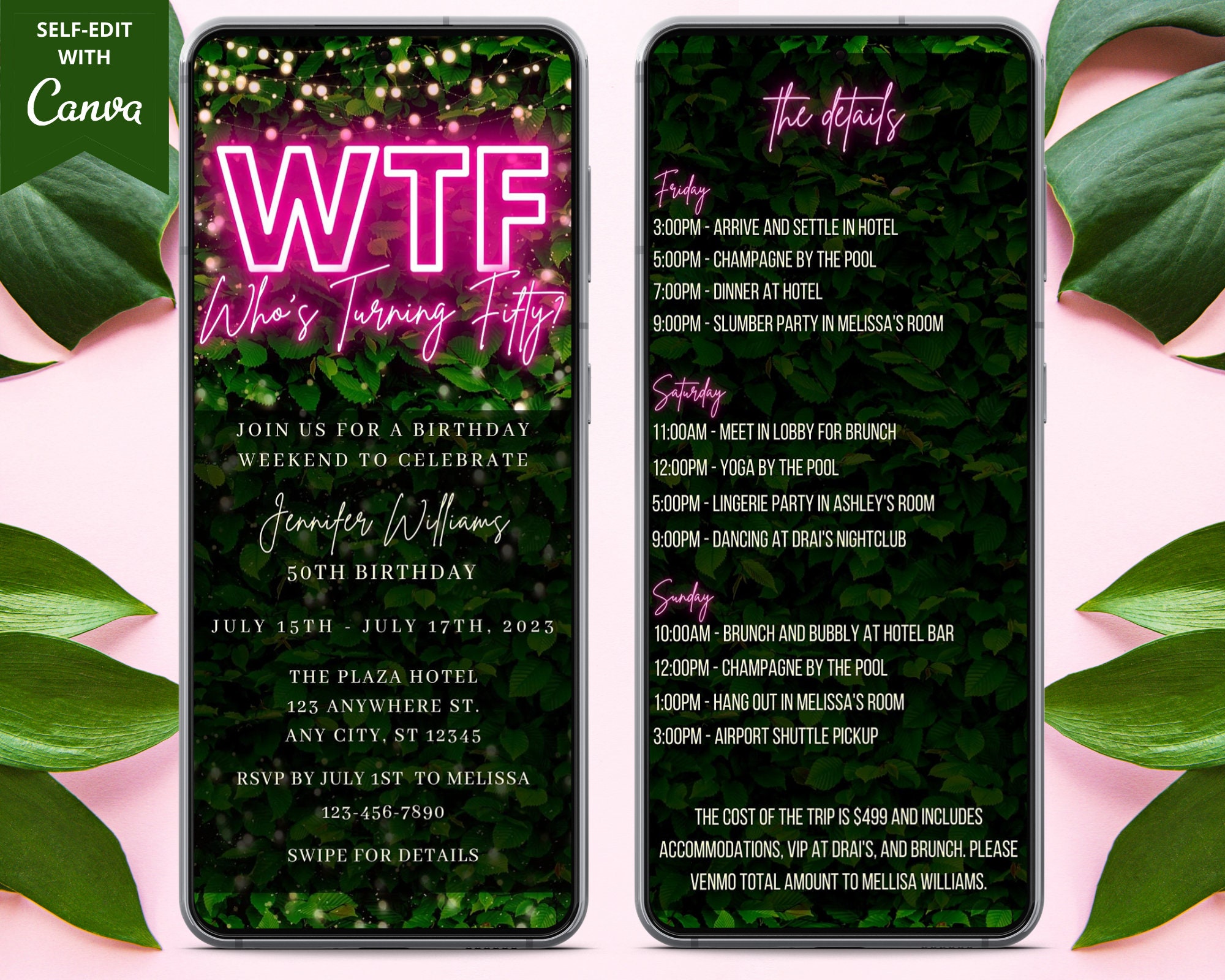 Electronic WTF Fifty 50th Birthday Weekend Invitation Digital - Etsy UK