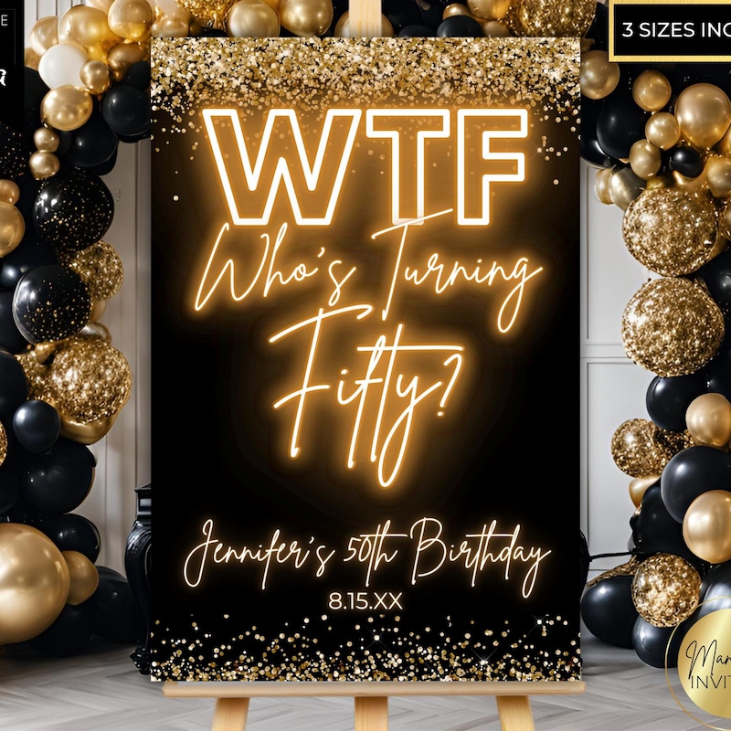 50th Birthday Poster Wtf - Etsy
