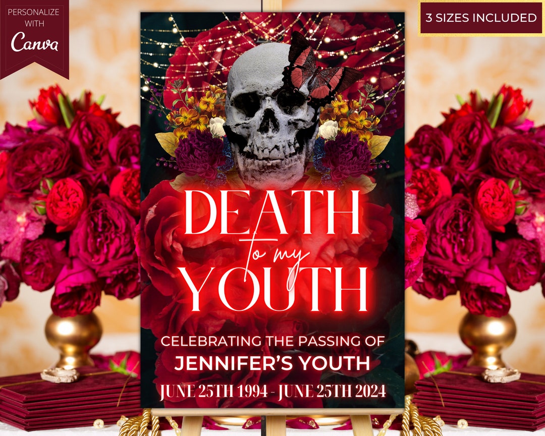 Editable Death to My Youth Birthday Welcome Party Sign, Death to My 20s ...