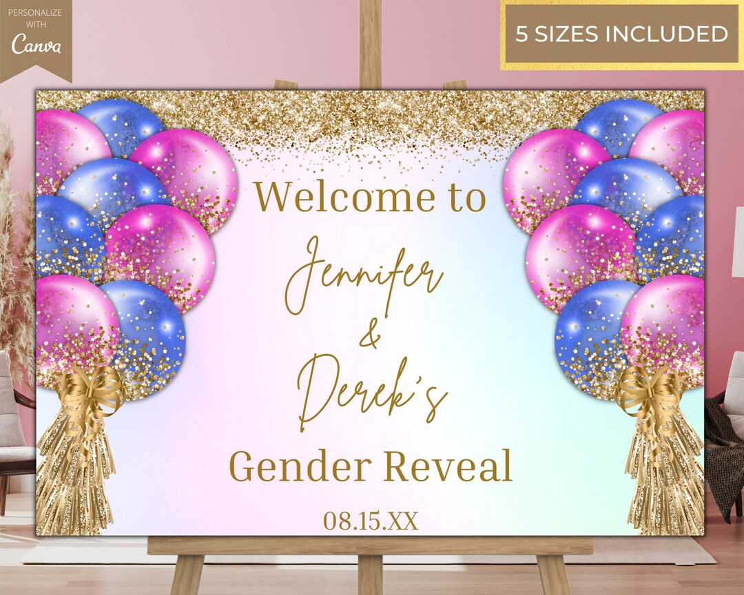 Printable Gender Reveal Welcome Sign, Editable Gender Reveal Sign, Pink ...