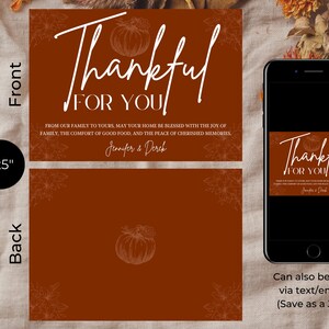 Editable Modern Thankful for You Thanksgiving Greeting Card, Pumpkin ...