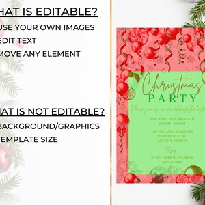 Editable Christmas Party Invitation, Printable Christmas Invite ...