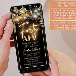 Digital Forty AF 40th Birthday Invitation, Electronic Christmas ...