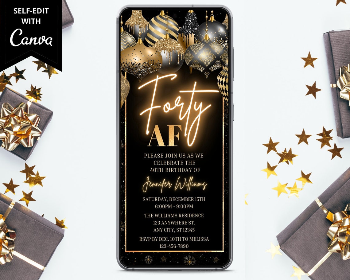Digital Forty AF 40th Birthday Invitation Electronic - Etsy
