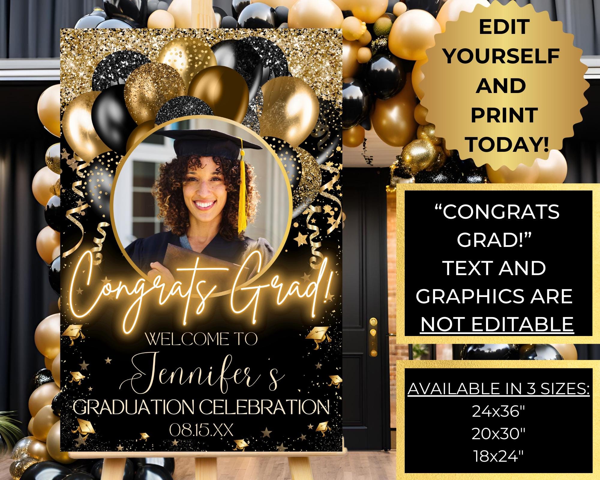 Editable Graduation Party Welcome Sign Photo Template, Congrats Grad ...