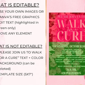 Printable Breast Cancer Walk for a Cure Invitation, Fundraiser Benefit ...