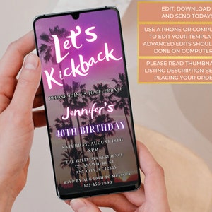 Digital Lets Kickback Birthday Party Invitation, Electronic Phone Text ...