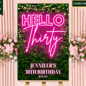 Editable Hello Thirty 30th Birthday Party Welcome Sign, Printable ...