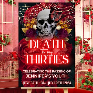 Editable Death to My Thirties 40th Birthday Welcome Party Sign, Death ...