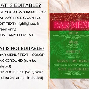 Editable Tropical Pink Neon Bar Menu Template, Printable Signature ...