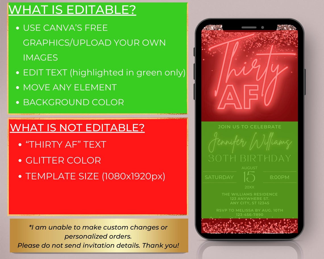 Digital Thirty AF 30th Birthday Party Glam Invitation, 30 AF, Rose Gold ...