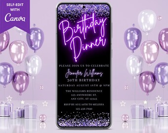 Neon Purple Party Invitation - Etsy