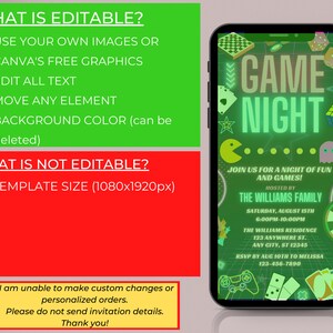 Digital Family Game Night Party Invitation, Electronic Phone Text ...