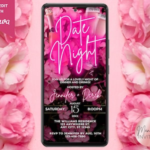 Digital Date Night Couples Party Invitation, Fun Romantic Dinner Date ...