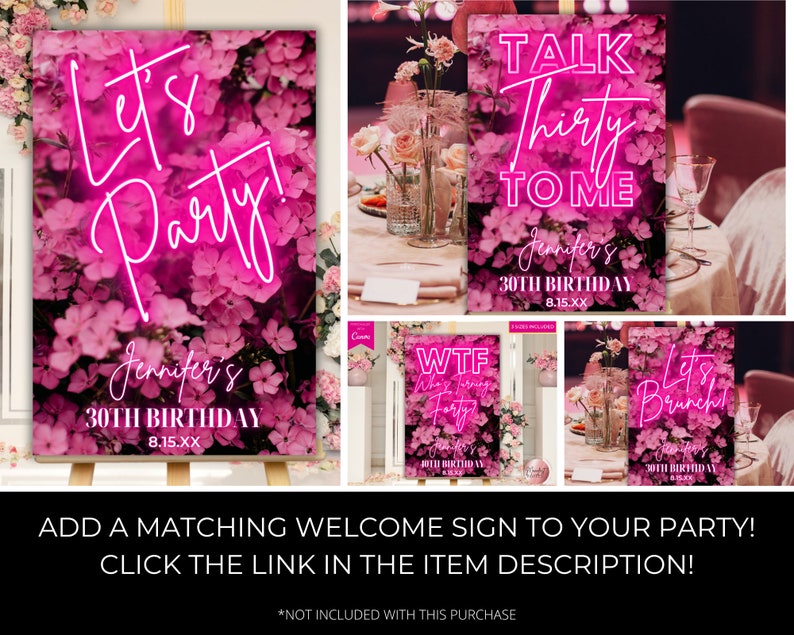 Digital Hello Forty 40th Birthday Weekend Itinerary Pink Floral ...