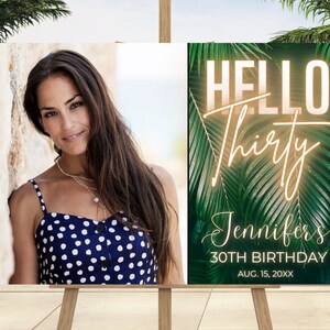 Editable Hello Thirty 30th Birthday Photo Template Tropical Welcome ...