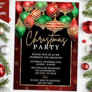 Editable Christmas Party Invitation, Printable Christmas Holiday Party ...