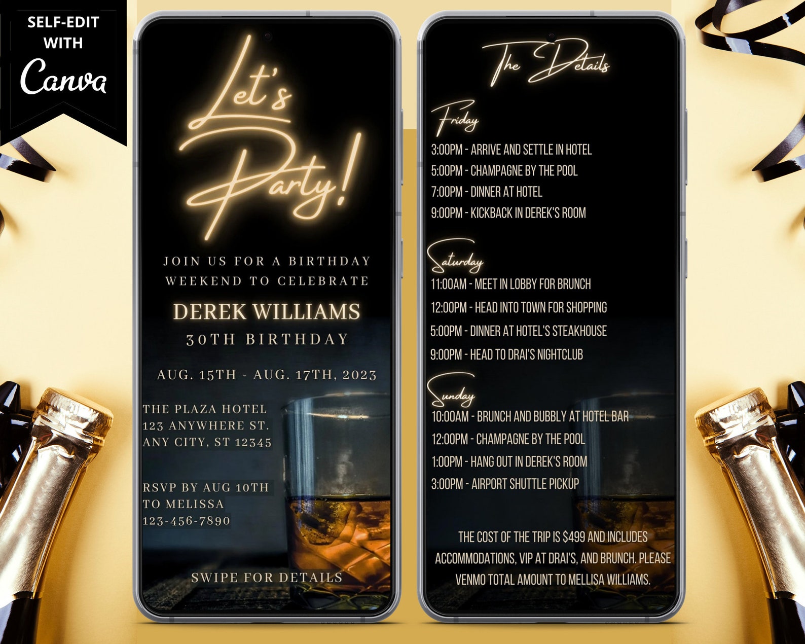 Digital Men's Birthday Weekend Invitation Electronic - Etsy