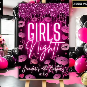Editable Girls Night Birthday Party Welcome Sign, Birthday Poster Decor ...