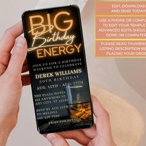 Digital Men's Birthday Getaway Weekend Whiskey Itinerary Invitation ...
