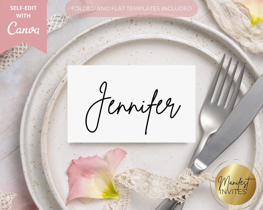 Editable Minimalistic Place Card Template, Printable Simple Dinner Name ...