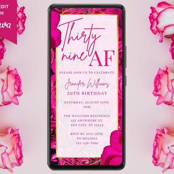 Adult 39th Birthday Invitation - Etsy Australia