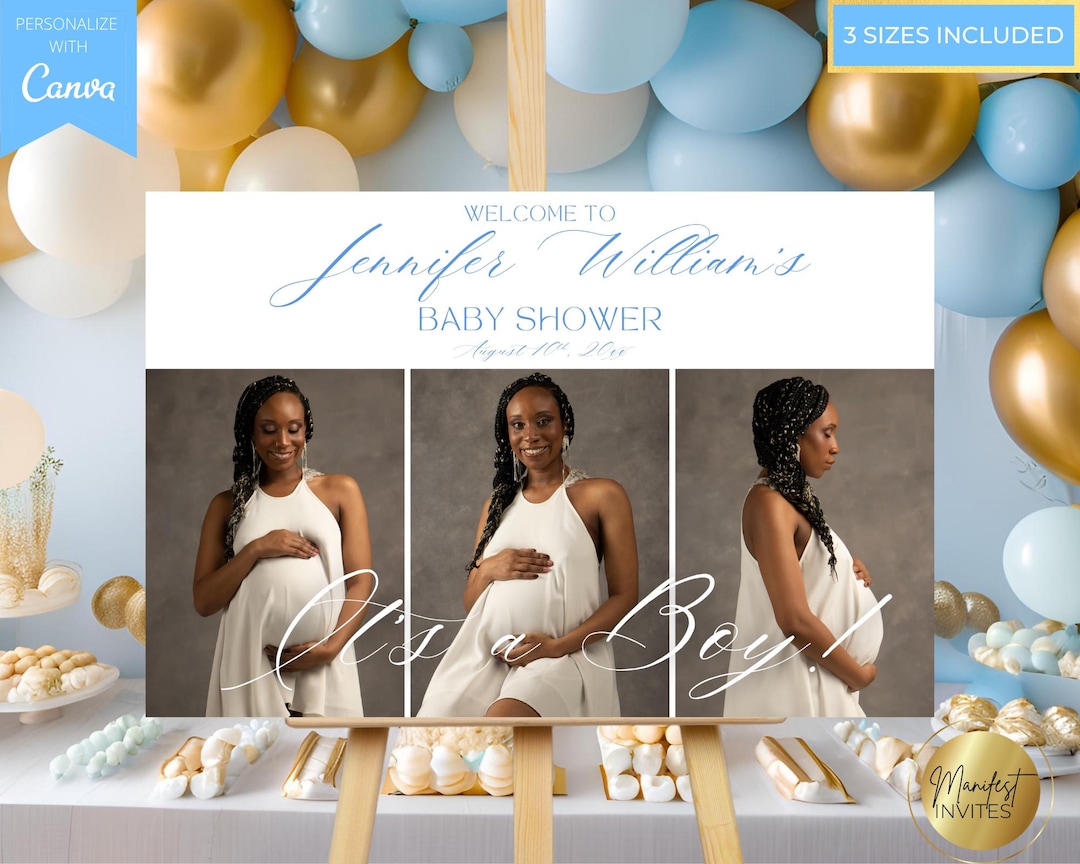 Editable Blue Baby Shower Welcome Sign Photo Template, It's a Boy ...