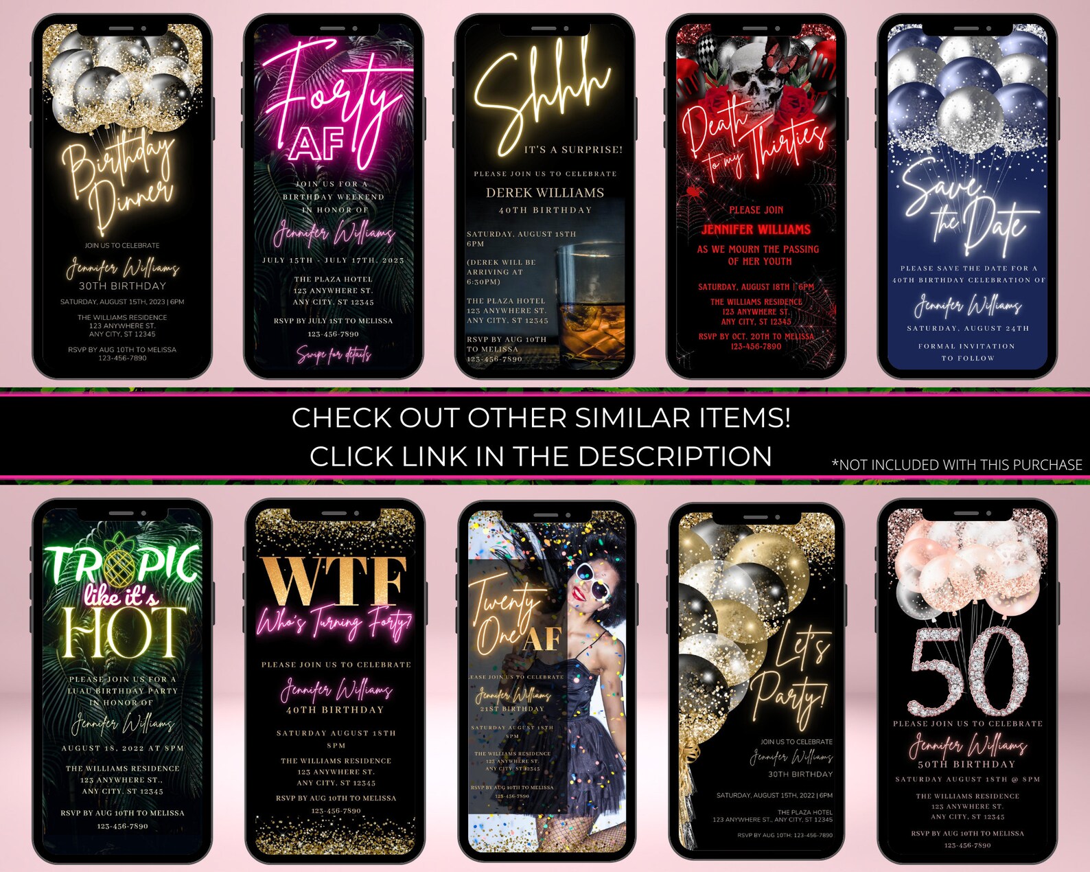 Digital Adult Joint Birthday Invitation Electronic Double - Etsy