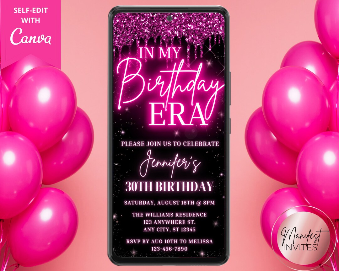 Digital in My Birthday Era Party Invitation, Electronic Phone Evite ...