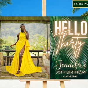 Editable Hello Thirty 30th Birthday Photo Template Tropical Welcome ...