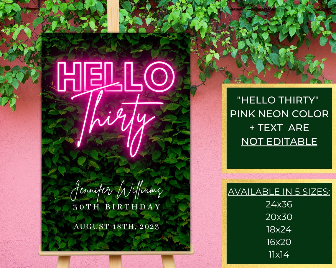 Editable Hello Thirty 30th Birthday Welcome Sign Printable - Etsy