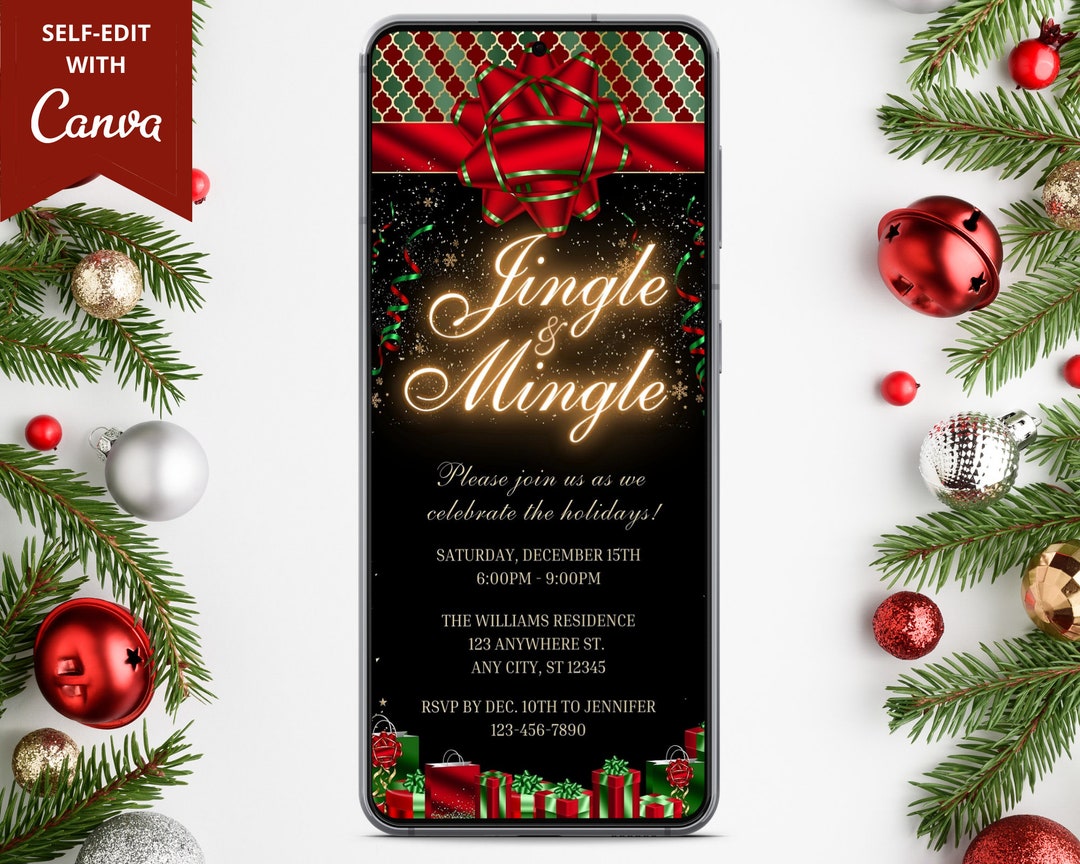 Digital Christmas Party Invitation, Electronic Christmas Holiday Party ...