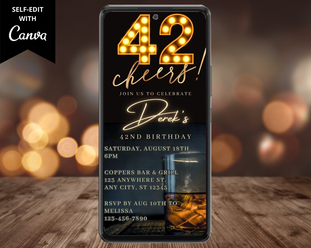 Electronic Men's 42nd Birthday Party Invitation, Digital Phone Text ...