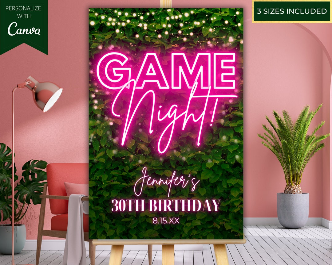 Editable Game Night Birthday Party Welcome Sign Template, Trivia Game ...