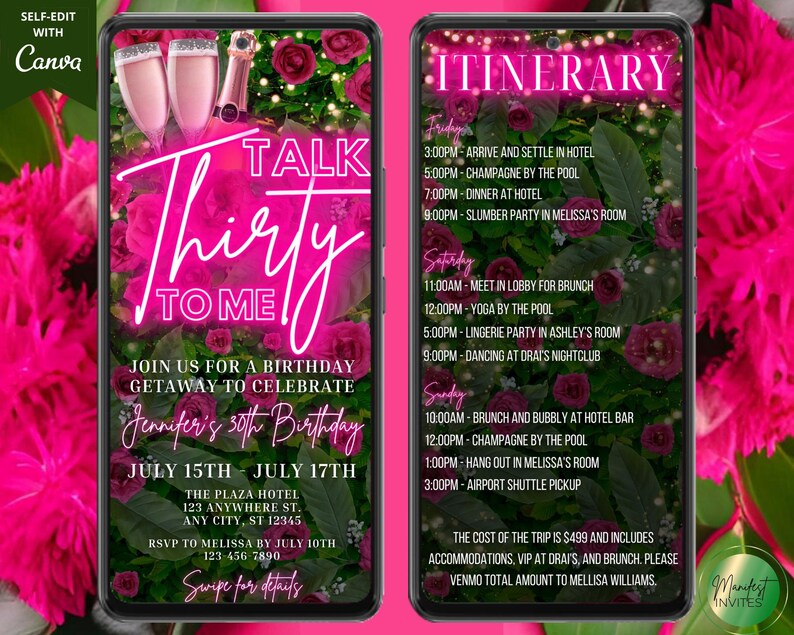 Digital Talk Thirty to Me 30th Birthday Weekend Invite Template ...