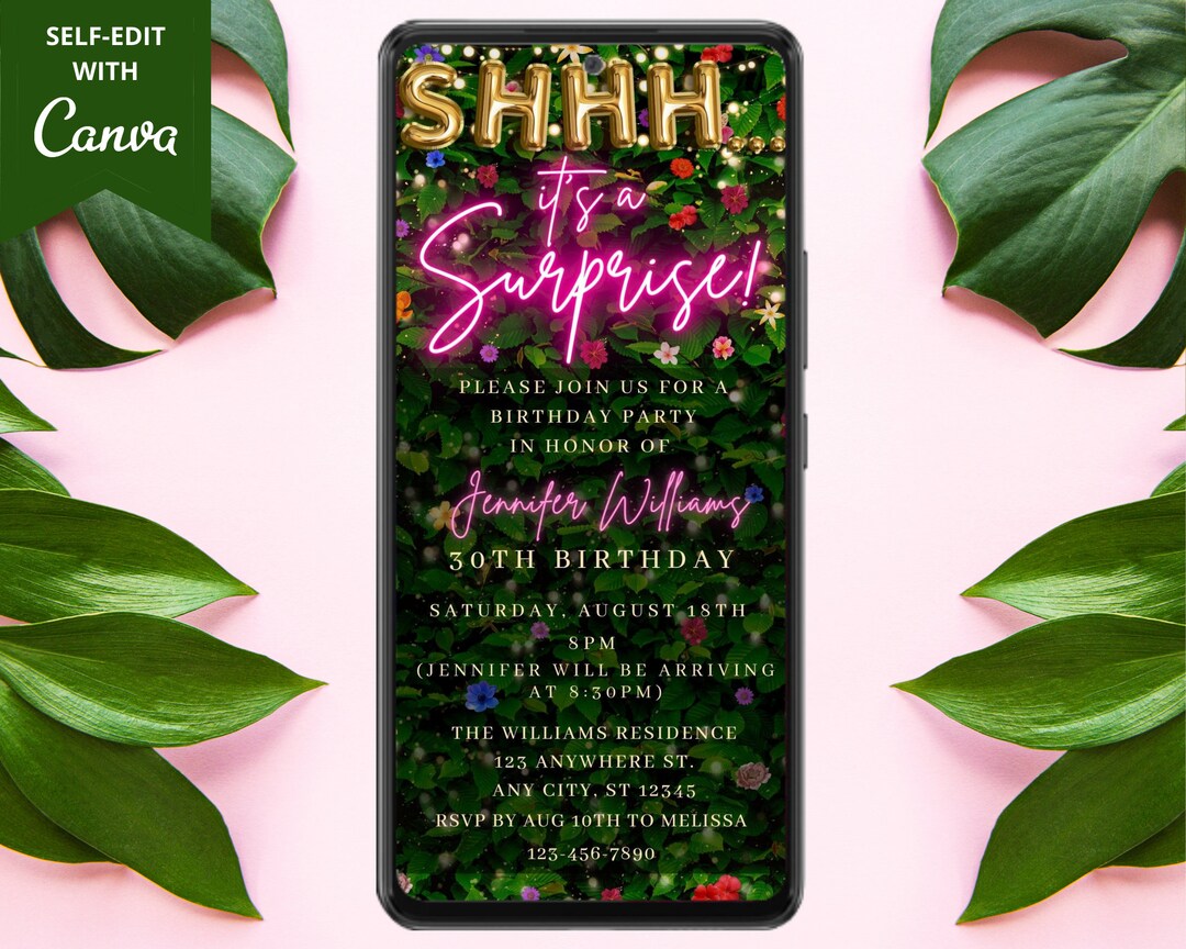 Digital Surprise Birthday Party Invitation, Electronic Phone Text ...